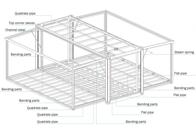 20FT Expandable Modular House Galvanized Steel Square Tube Earthquake ...